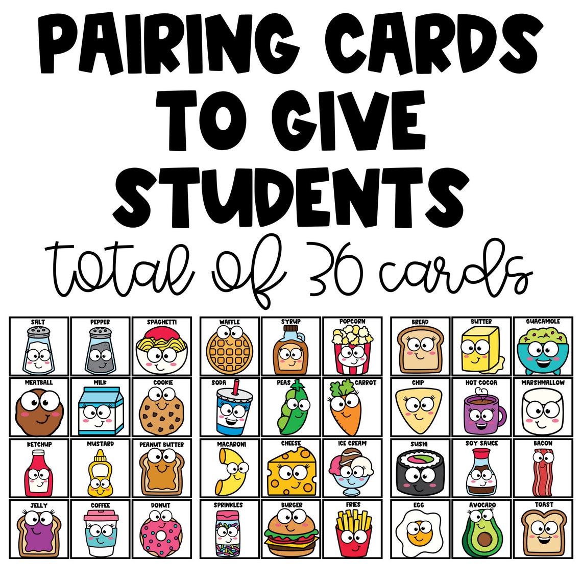 Partner Pairing Cards-partnership Cooperative Learning-peanut Butter ...