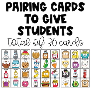 Partner Pairing Cards-partnership Cooperative Learning-peanut Butter ...