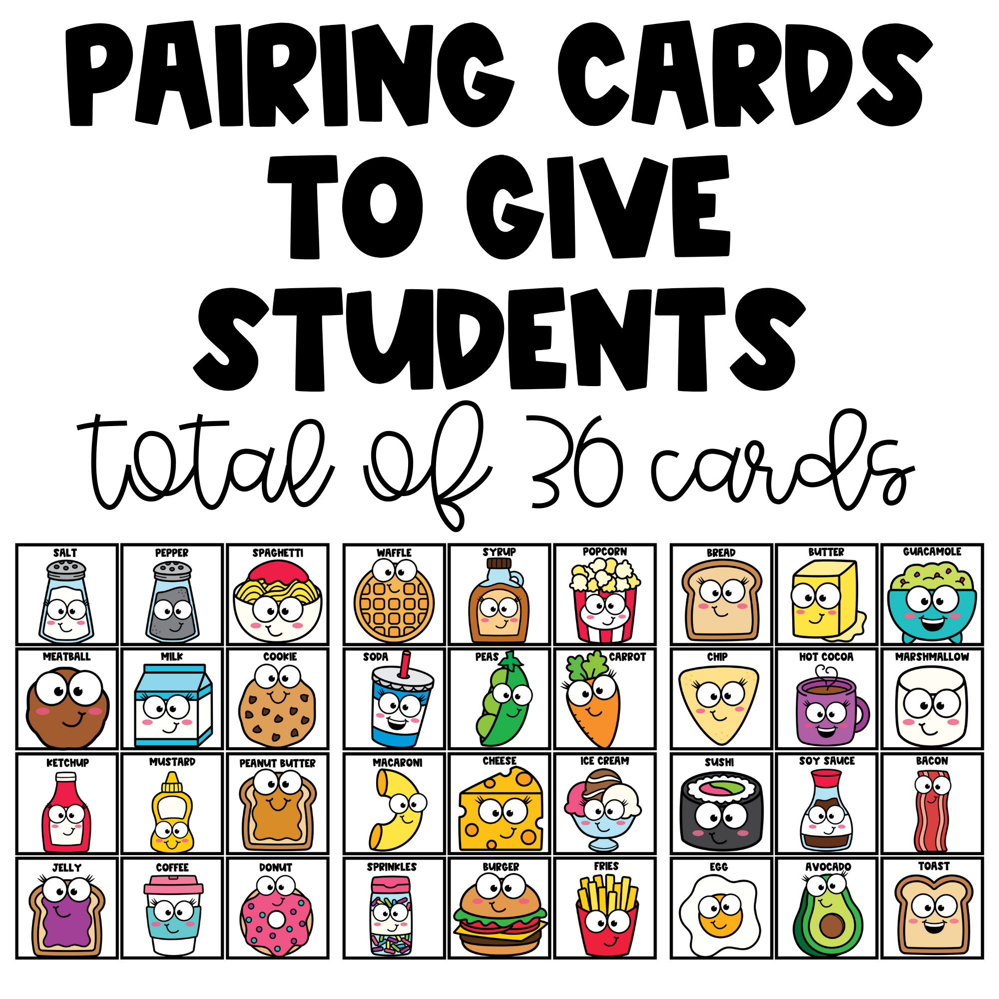Partner Pairing Cards-partnership Cooperative Learning-peanut Butter ...
