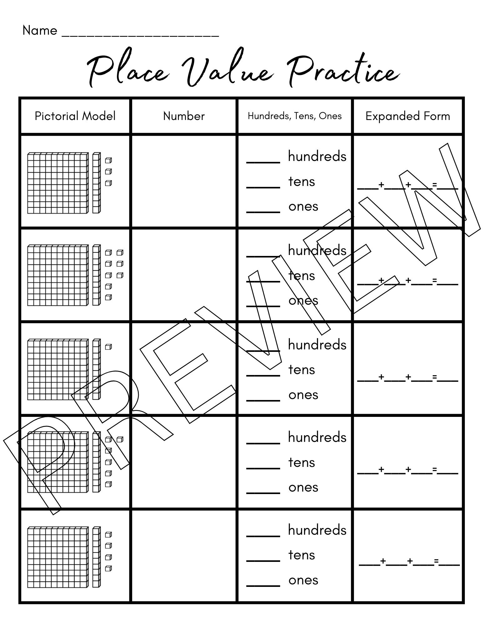 Place Value Worksheets Numbers up to 120 - Pictorial Models, Numbers ...