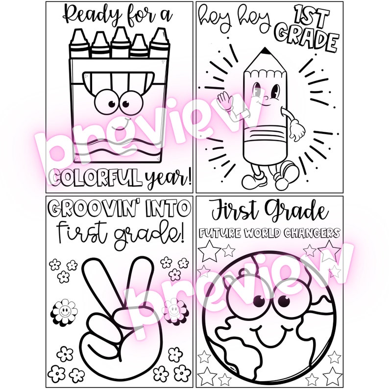 Hello First Grade Coloring Pages - First Day of 1st Grade Activity ...