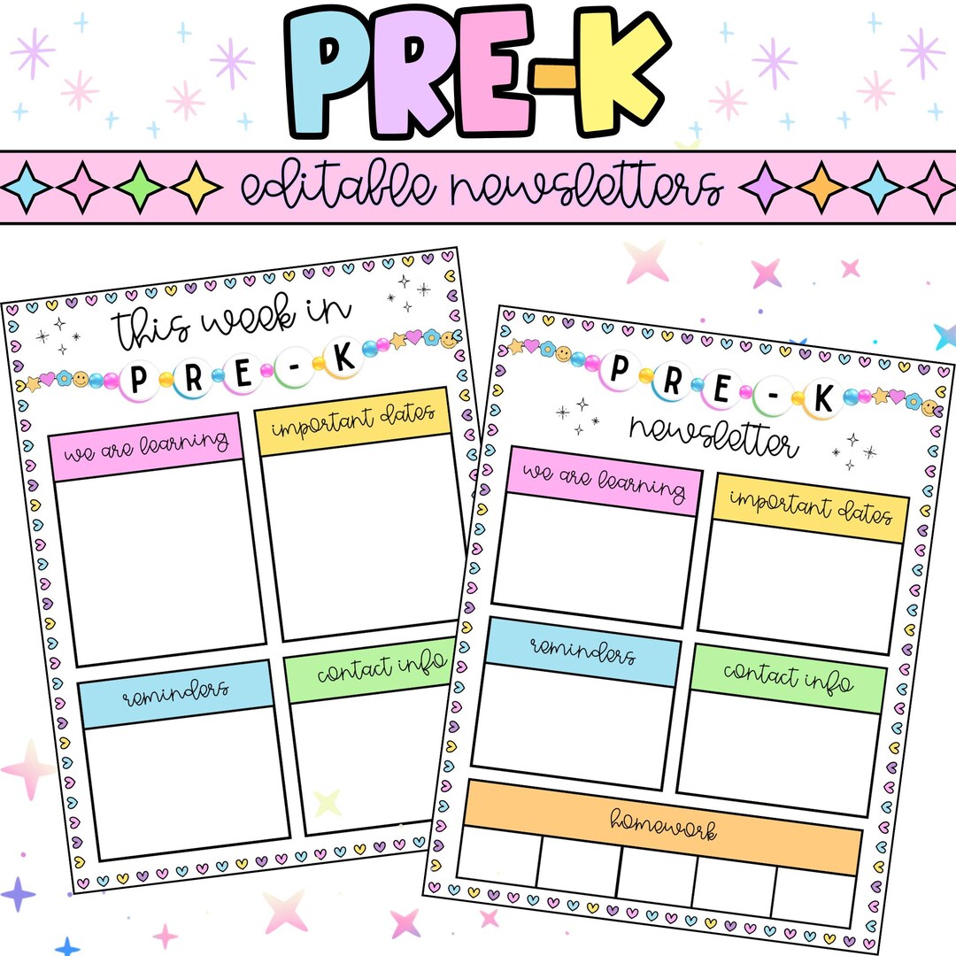 Prek Editable Newsletter Templates - Pre-k Era - Friendship Bracelets ...
