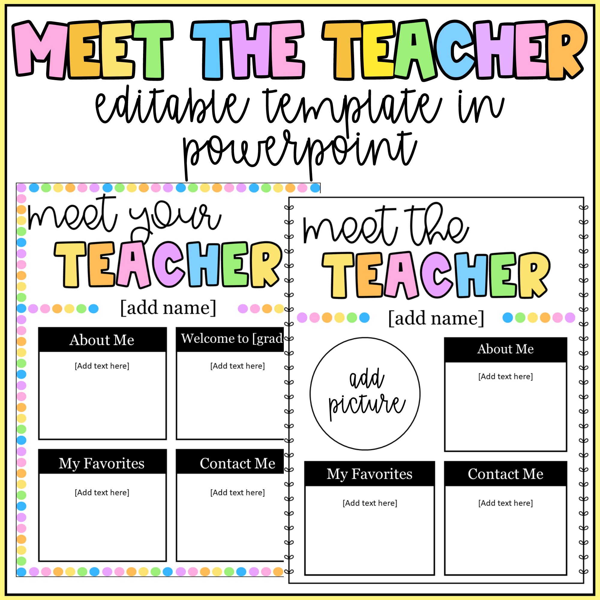 Meet the Teacher Editable Template - Powerpoint - Beginning of Year - Etsy