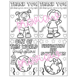 Firefighter Appreciation Coloring Pages and Cards-community Helpers ...