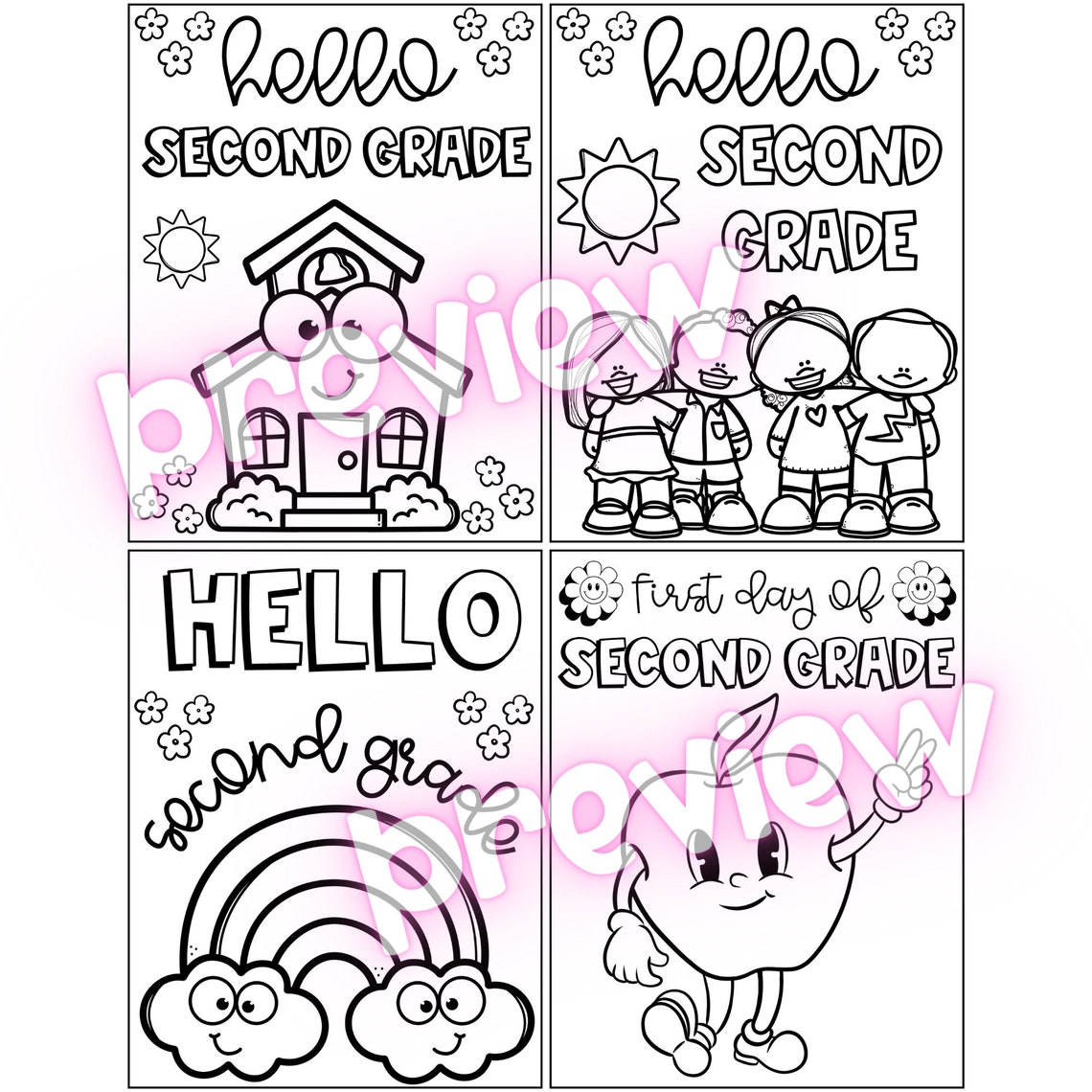 Hello Second Grade Coloring Pages - First Day of 2nd Grade Easy ...