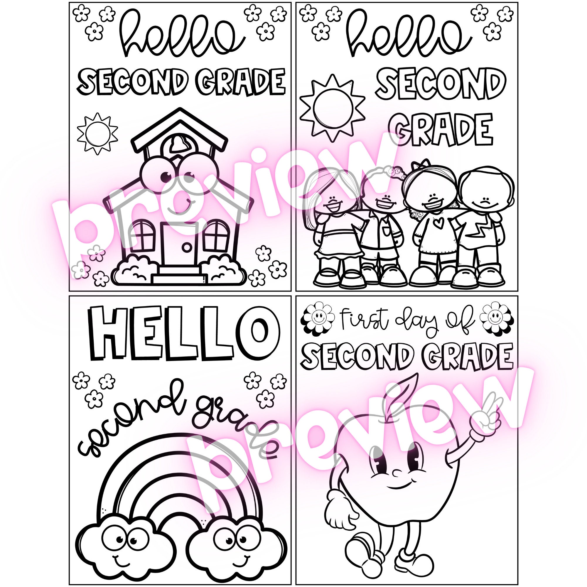 Hello Second Grade Coloring Pages - First Day of 2nd Grade Easy ...