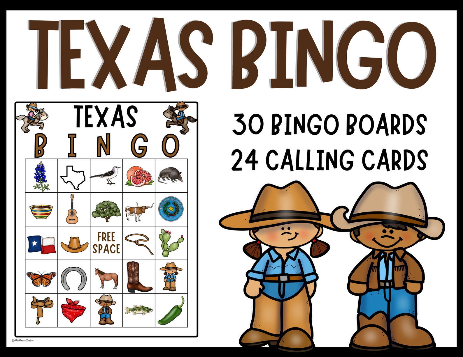 Texas BINGO Game -western, Rodeo, Cowboy, Symbols, Go Texan Day- Class ...