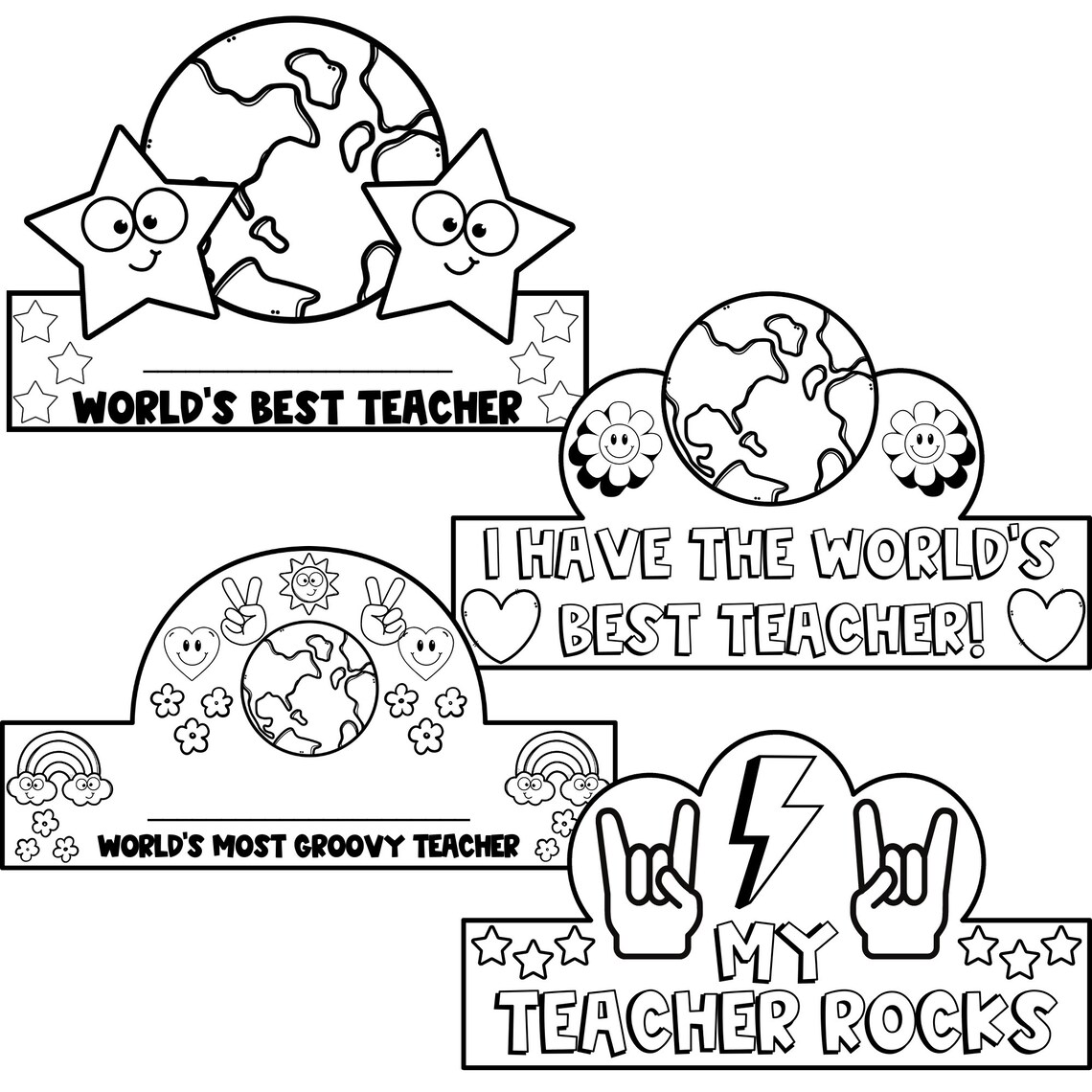 Teacher Appreciation Day Craft Crowns-hats-headband- Coloring Best ...