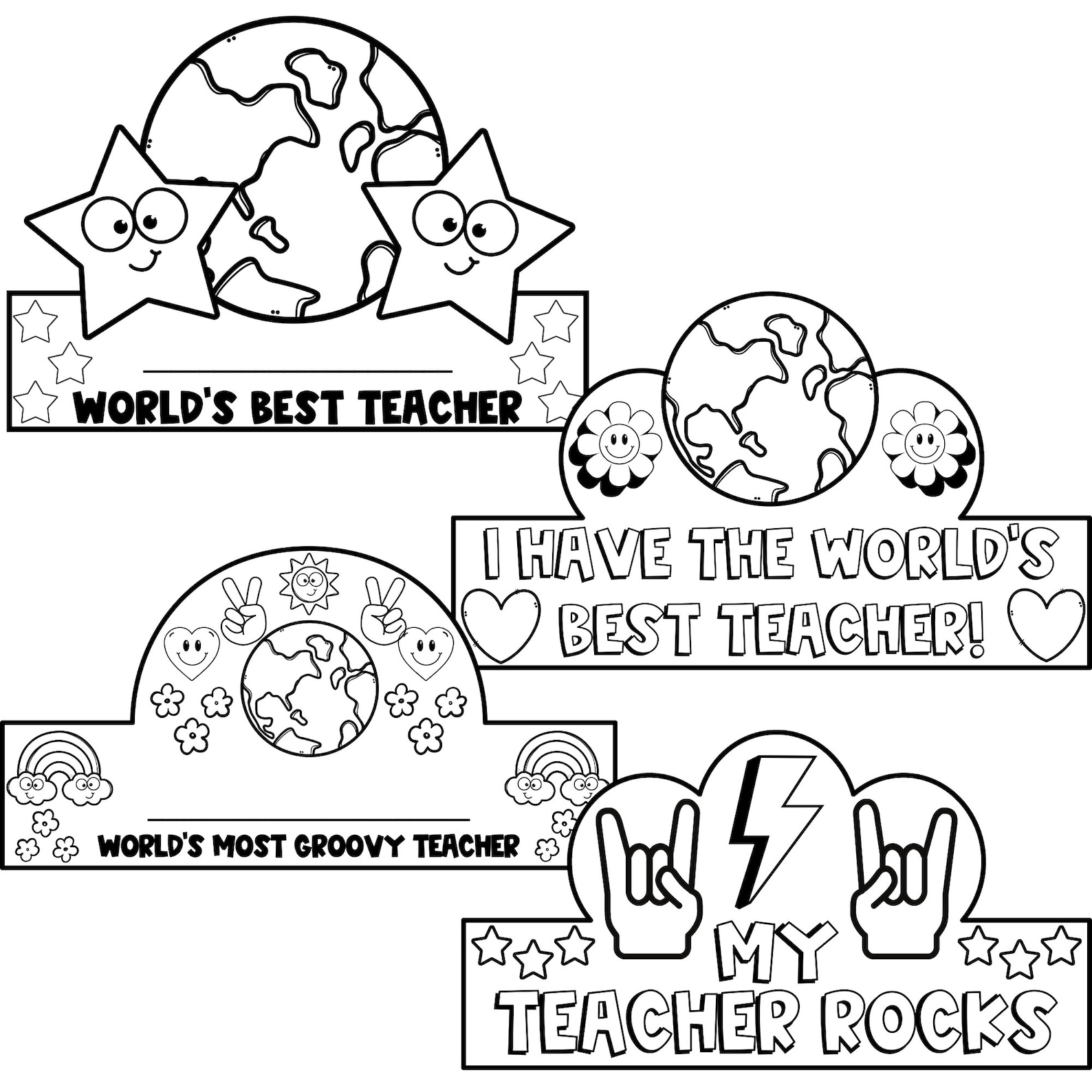 Teacher Appreciation Day Craft Crowns-hats-headband- Coloring Best ...