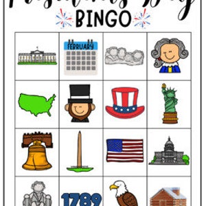 Presidents Day & US Symbols BINGO Game- 25 Boards and Calling Cards ...