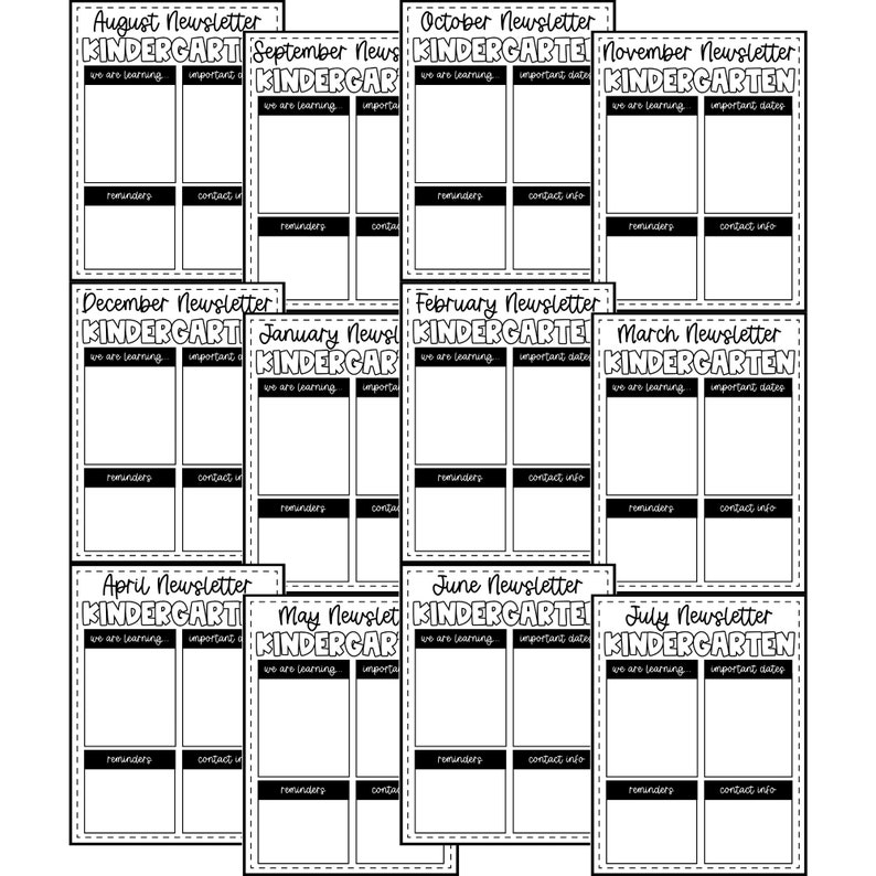 Kindergarten Weekly and Monthly Editable Newsletter Template - Colorful ...