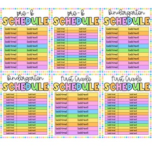 Daily Schedule Rainbow Colorful Editable Template- Powerpoint ...