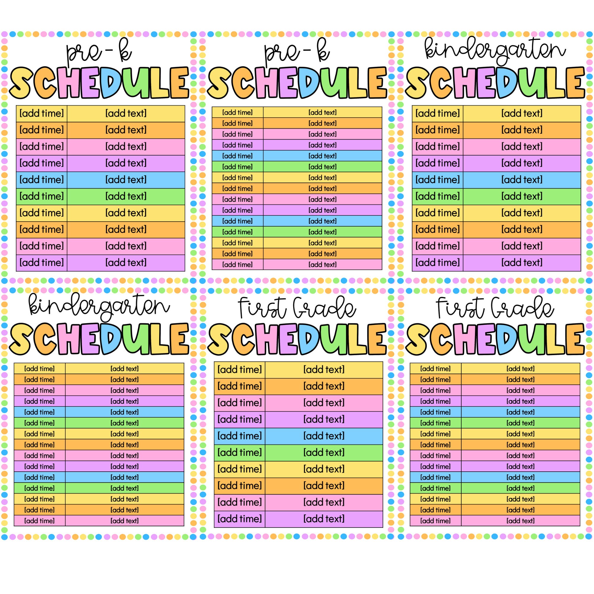 Daily Schedule Rainbow Colorful Editable Template- Powerpoint ...
