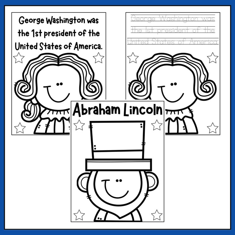Presidents Day Coloring Pages and Tracing - George Washington, Abraham ...