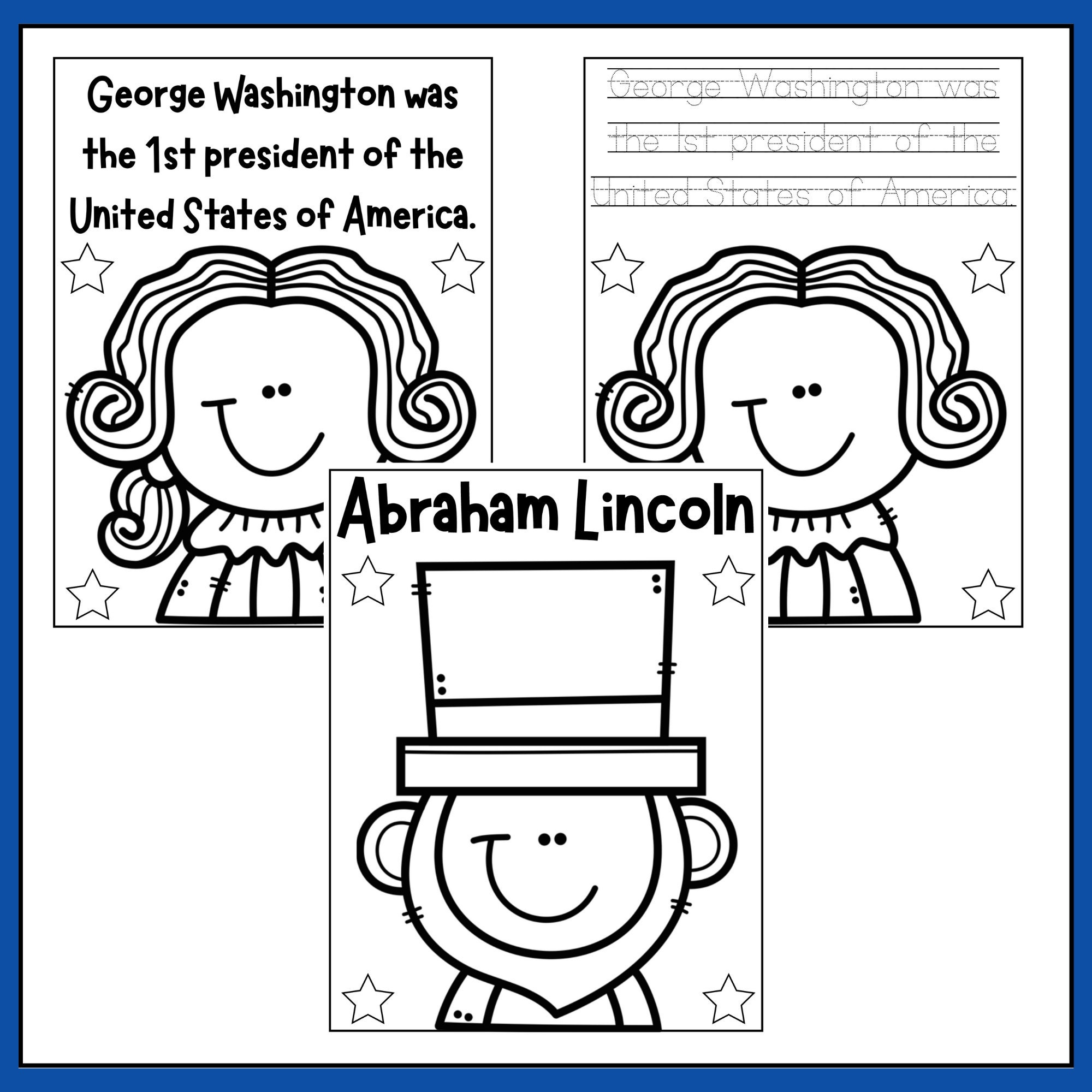 Presidents Day Coloring Pages and Tracing - George Washington, Abraham ...