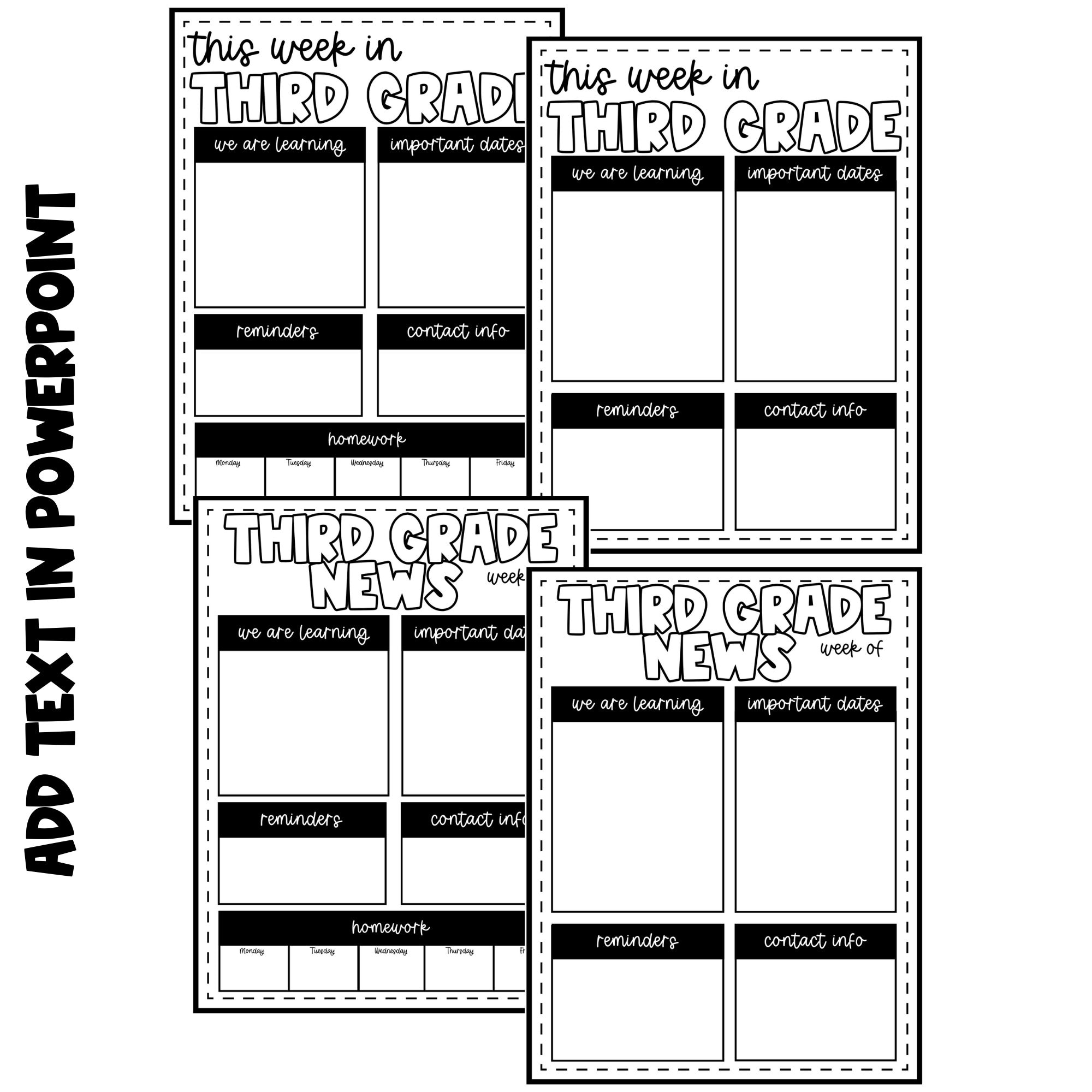 3rd Grade Weekly and Monthly Editable Newsletter Template colorful ...