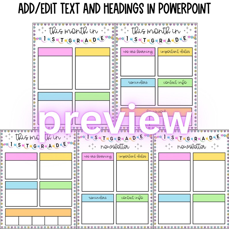 Editable 1st Grade Newsletter Templates: Friendship Bracelet Theme - Etsy