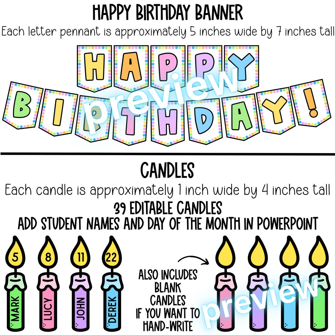 Happy Birthday Bulletin Board Set - Cupcakes - Editable Names on ...