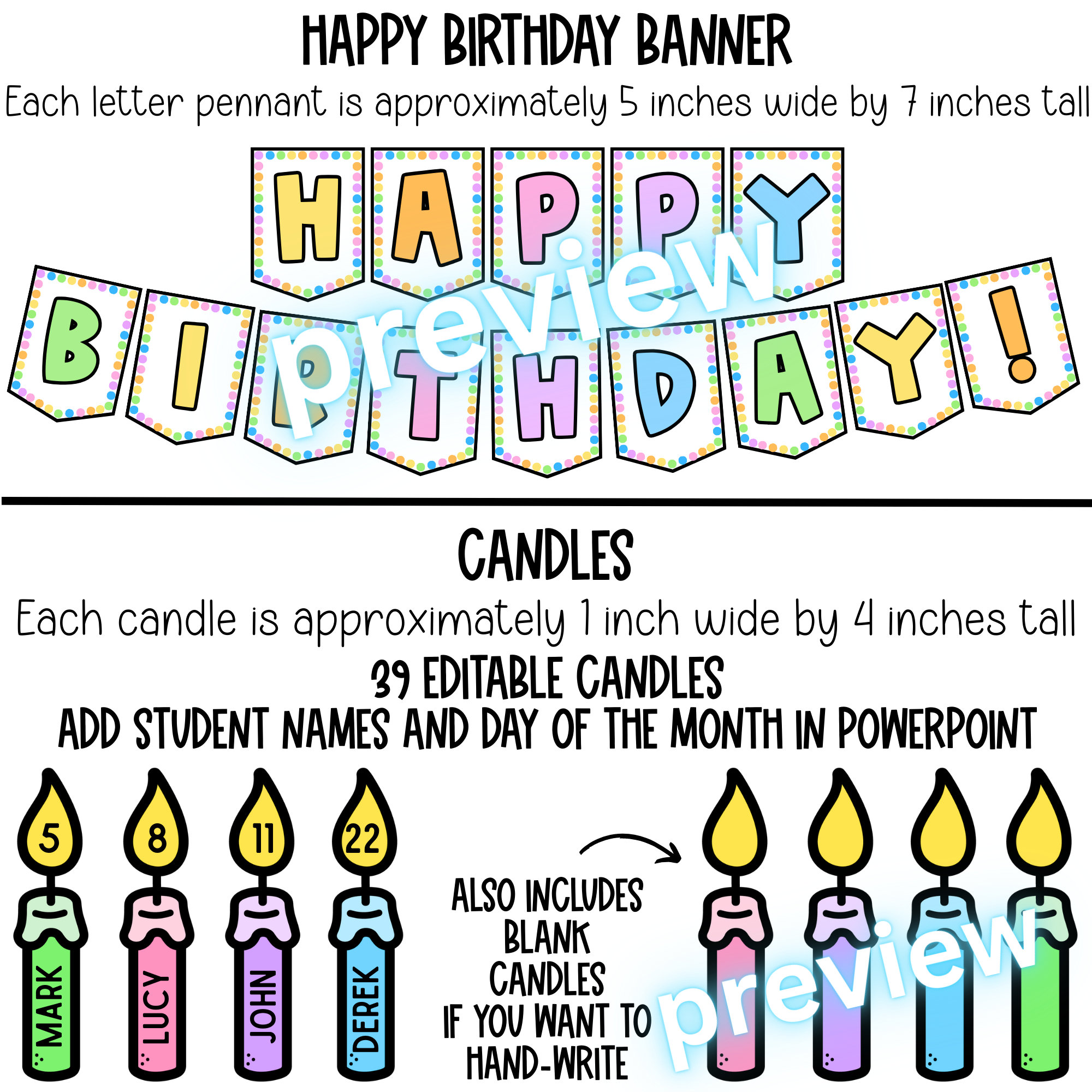 Happy Birthday Bulletin Board Set - Cupcakes - Editable Names on ...