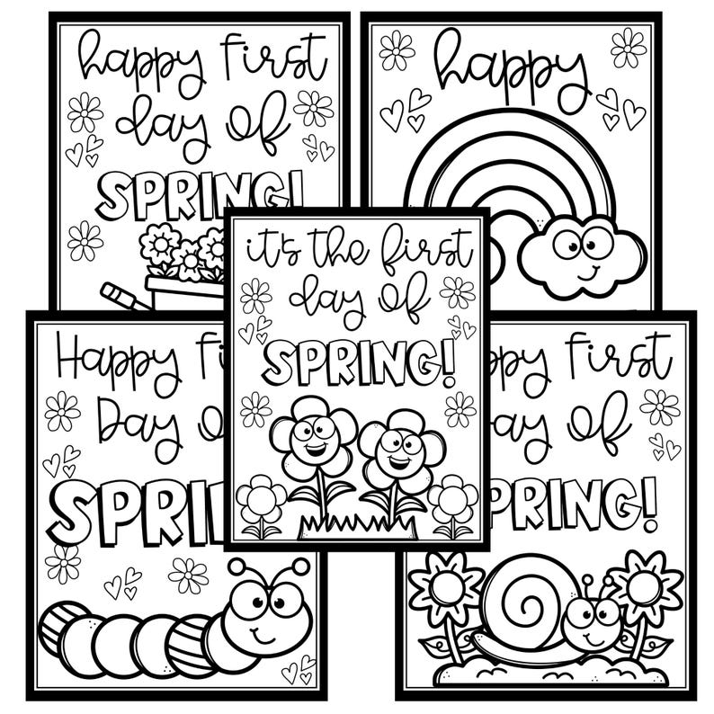 Spring is Here! First Day of Spring Coloring Pages! Activity for March ...