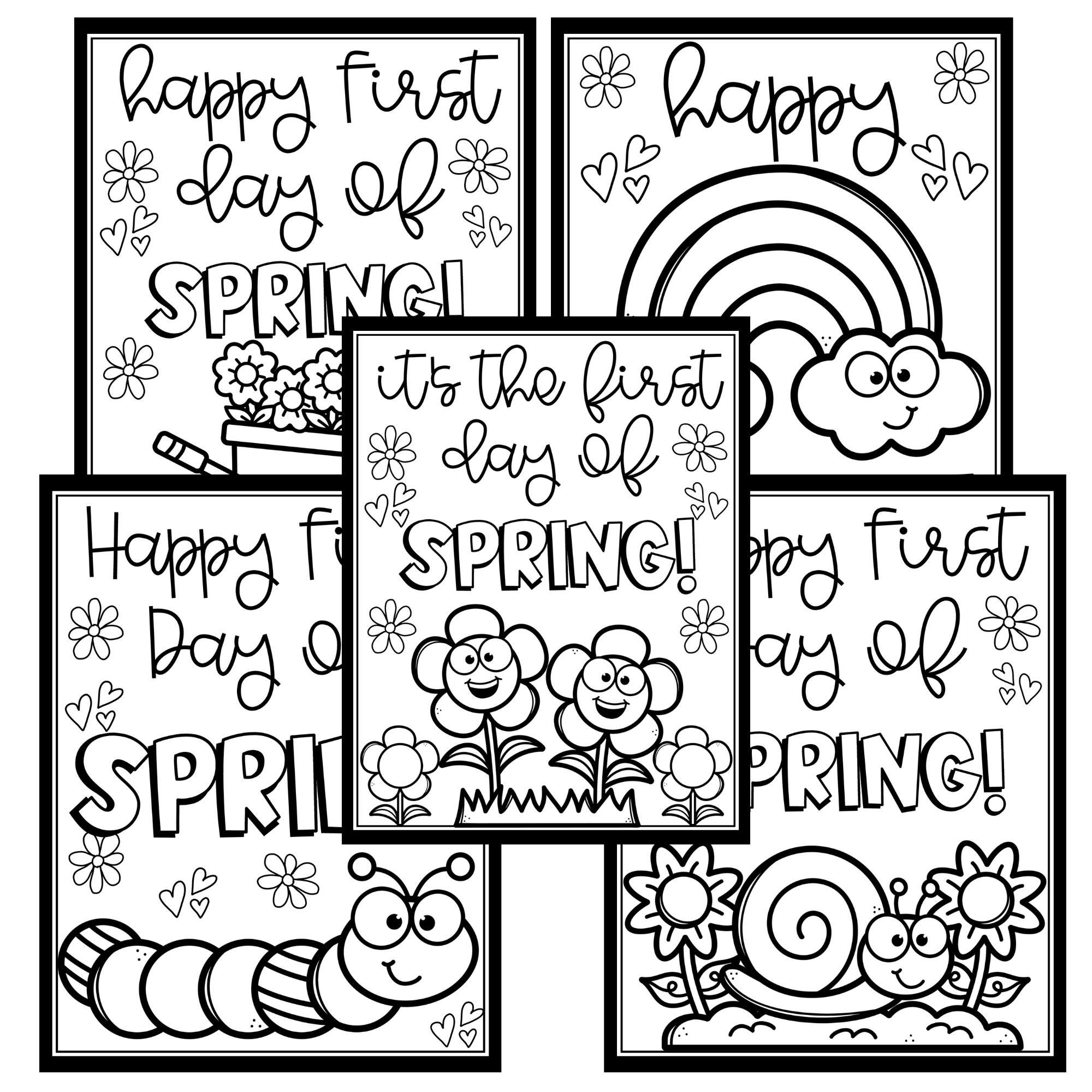 Spring is Here! First Day of Spring Coloring Pages! Activity for March ...