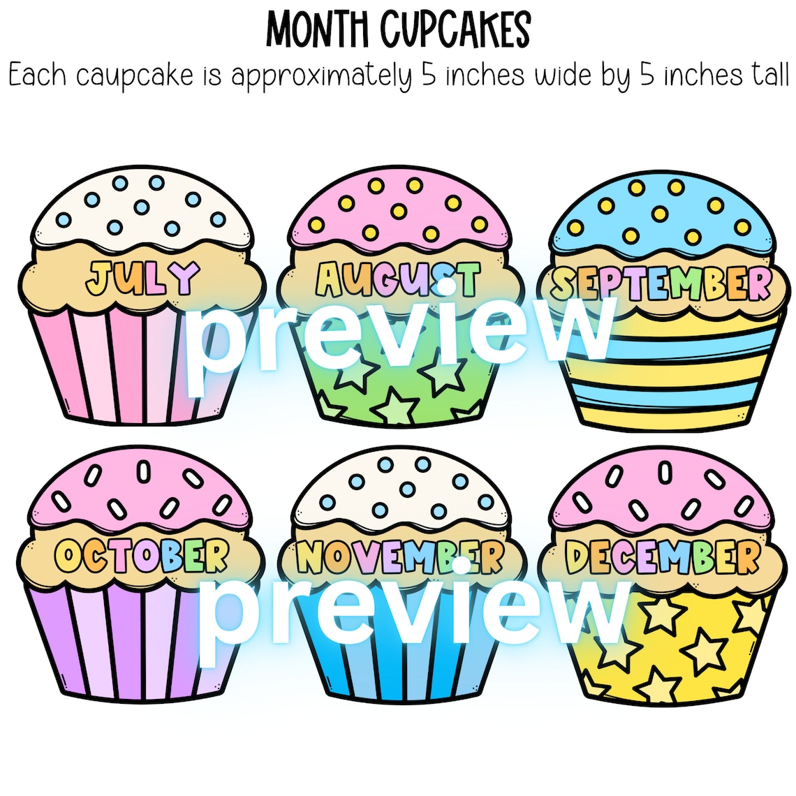 Happy Birthday Bulletin Board Set - Cupcakes - Editable Names on ...