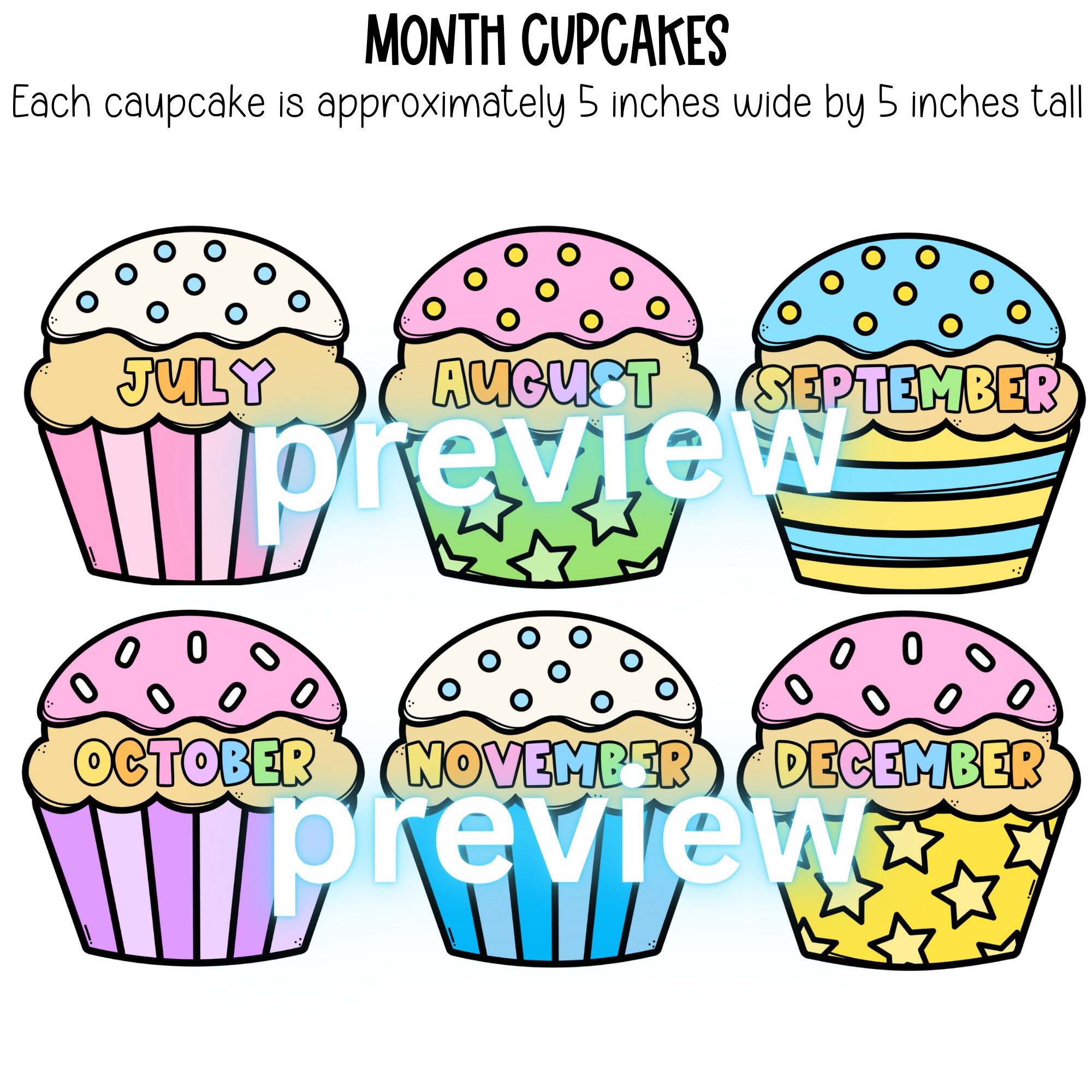 Happy Birthday Bulletin Board Set - Cupcakes - Editable Names on ...