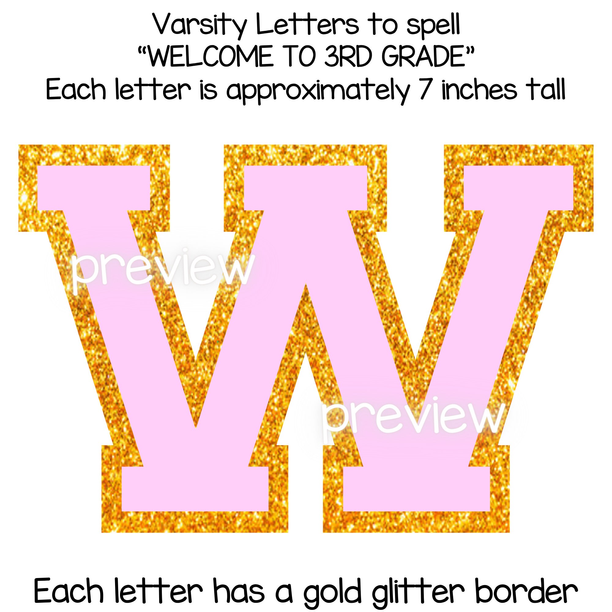 Pastel Varsity Letters Welcome to 3rd Grade Bulletin Board-back to ...