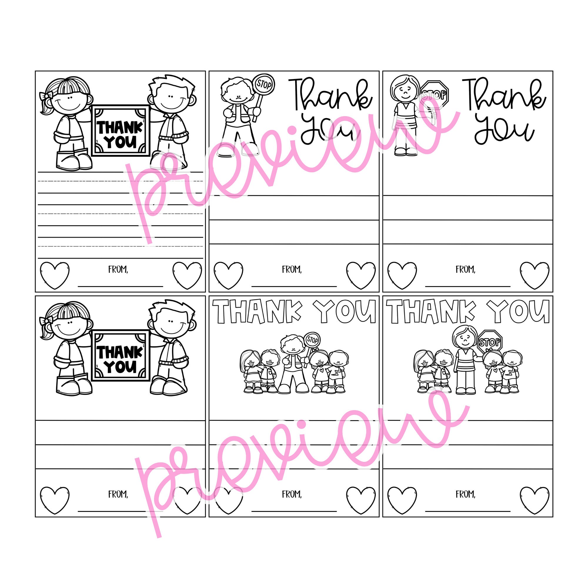 Crossing Guard- Appreciation Coloring Cards-community Helpers Thank You ...