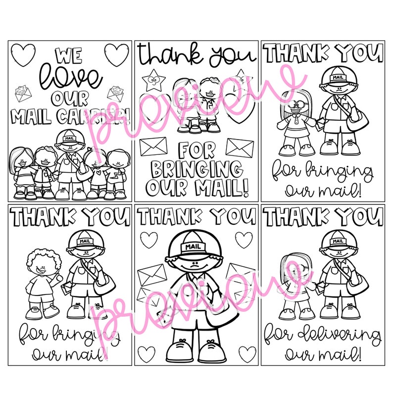 Mail Carrier Mailman- Appreciation Coloring Cards-community Helpers ...