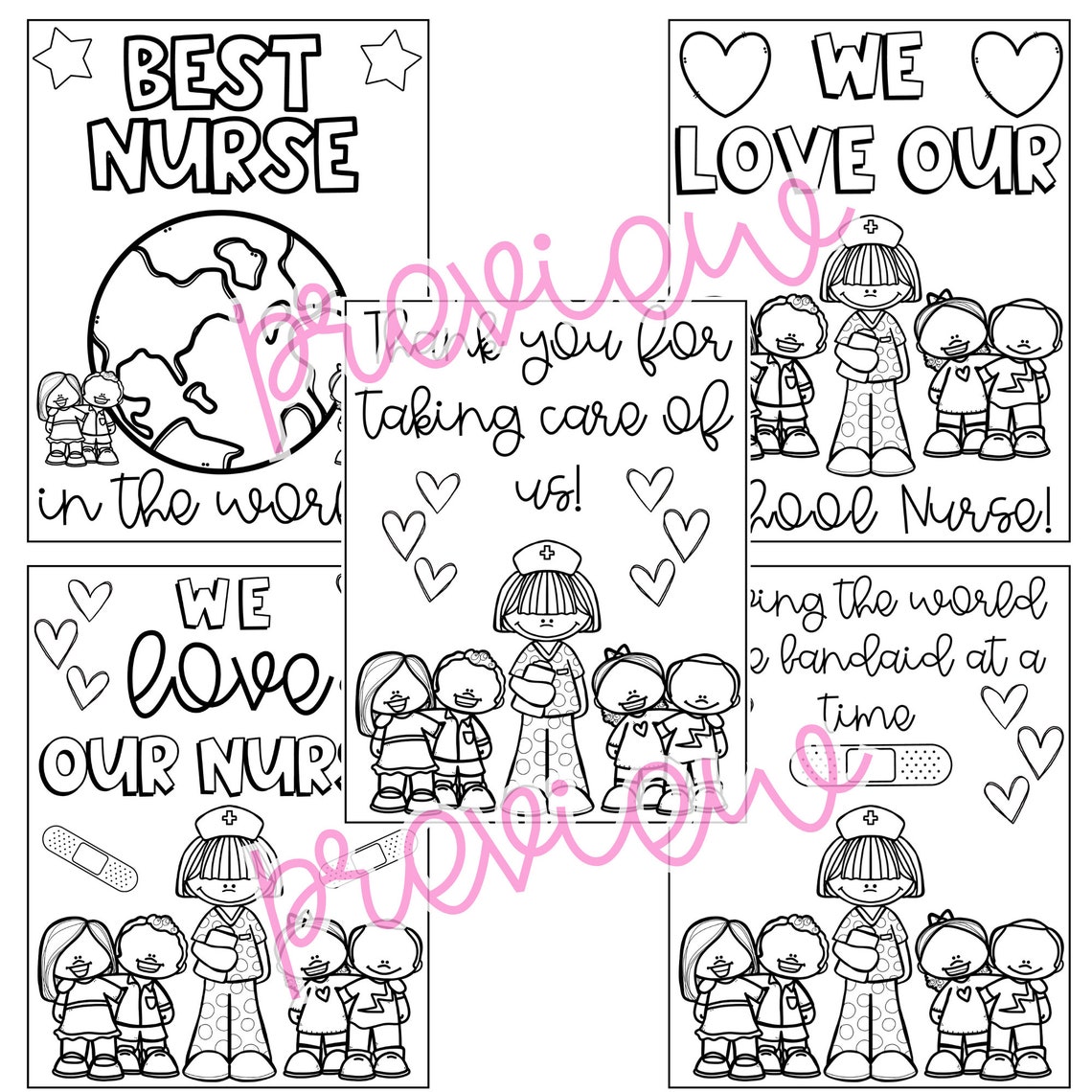 School Nurse Appreciation Day- Thank You Coloring Pages and Writing ...