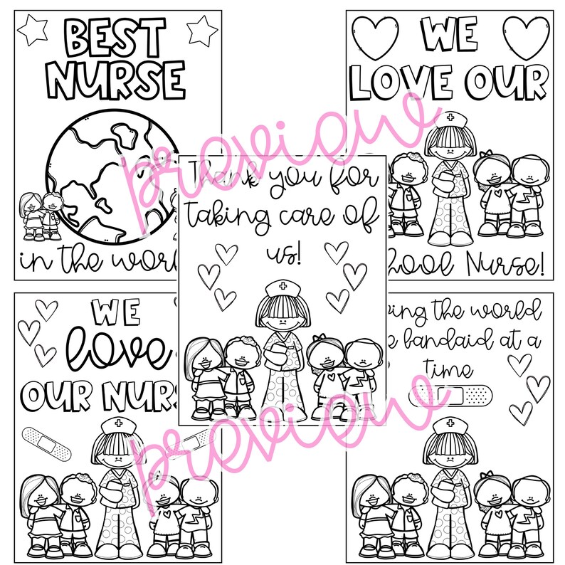 School Nurse Appreciation Day- Thank You Coloring Pages and Writing ...