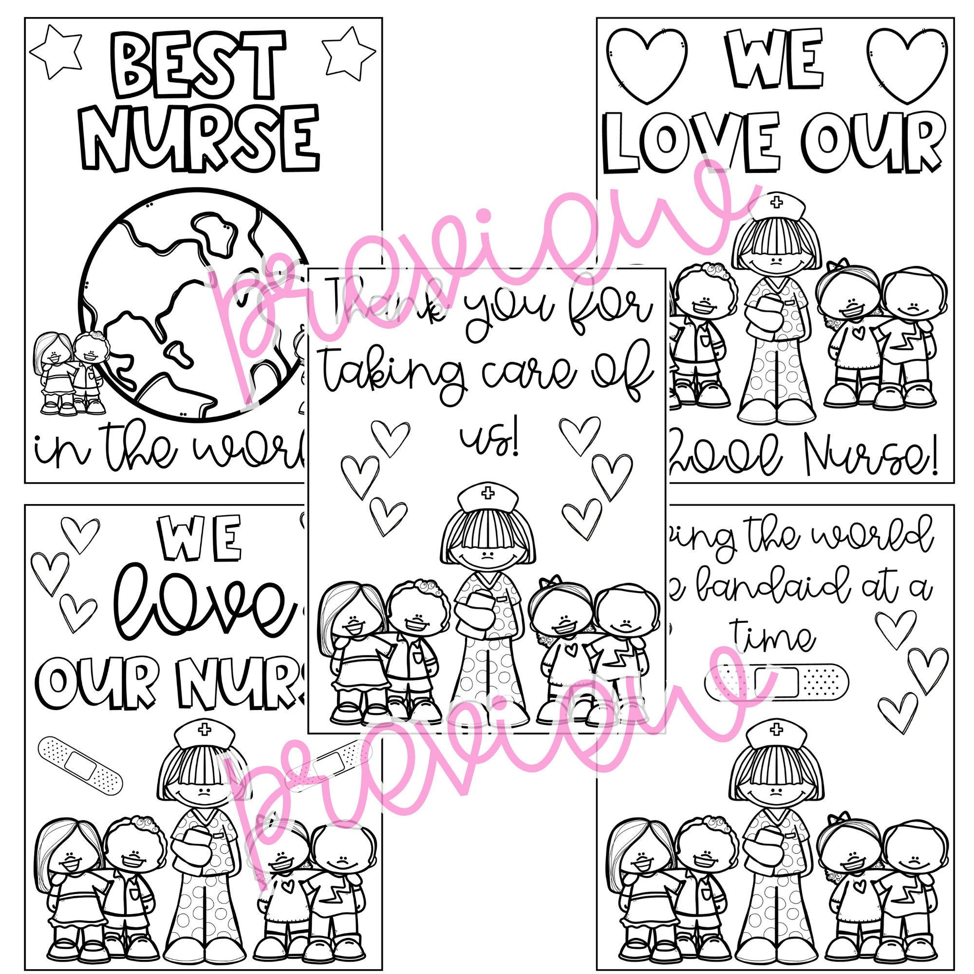 School Nurse Appreciation Day- Thank You Coloring Pages and Writing ...