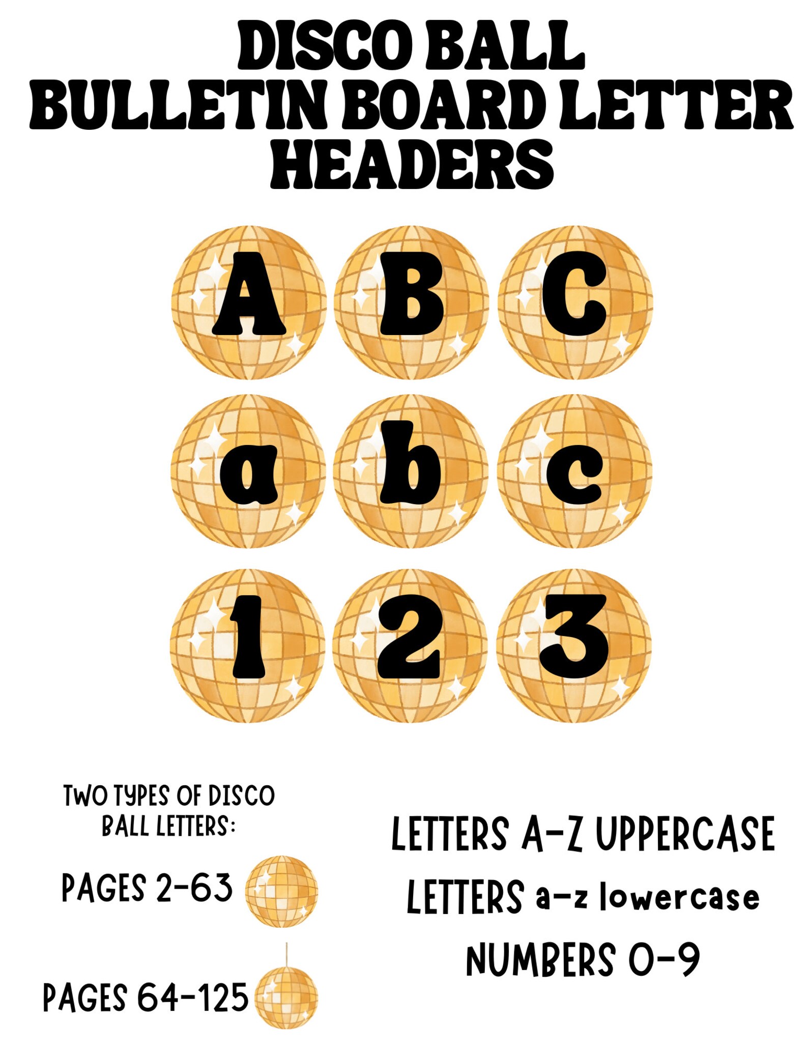Retro Groovy Disco Ball Letters and Numbers for Bulletin Boards ...