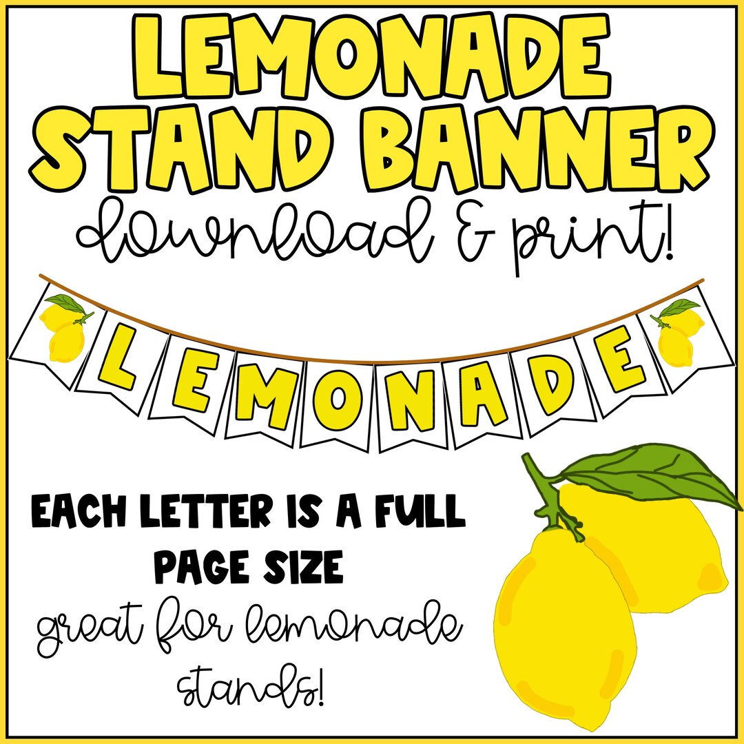 Lemonade Stand Banner - Lemonade Sales, Instant Download and Printable ...