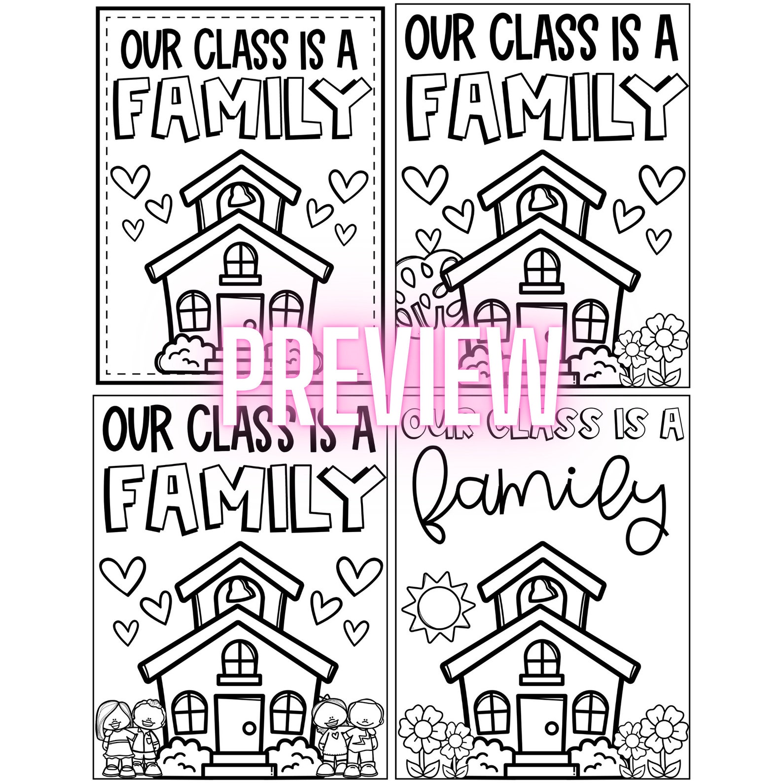 Back to School - Our Class is a Family Activities - Coloring Pages and ...