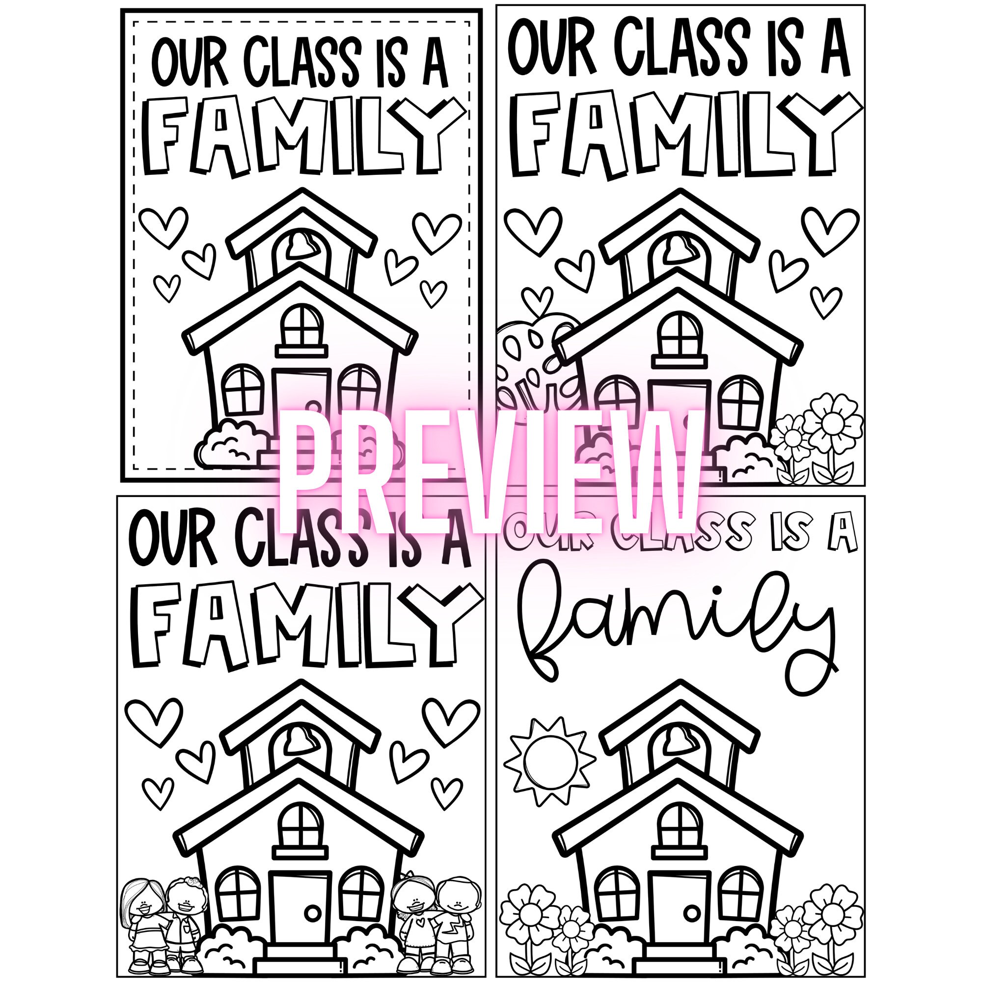 Back to School - Our Class is a Family Activities - Coloring Pages and ...