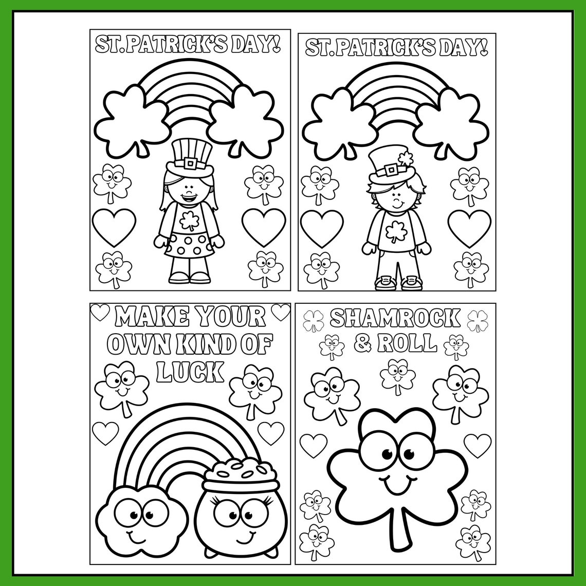 St. Patrick's Day Coloring Pages Shamrock, Leprechaun, March Coloring ...