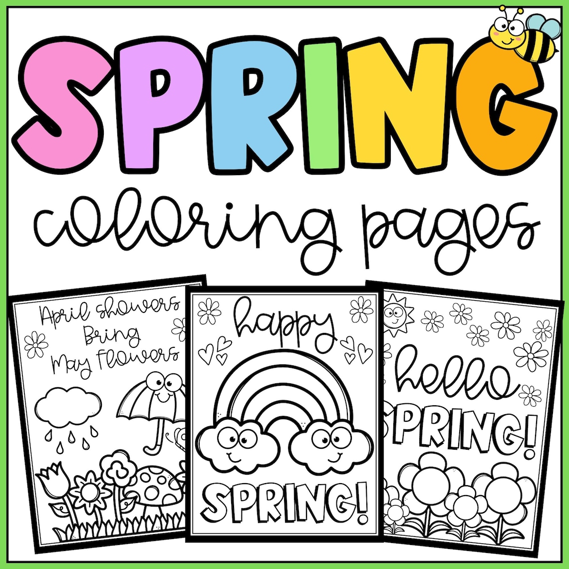 Spring is Here! First Day of Spring Coloring Pages! Activity for March ...
