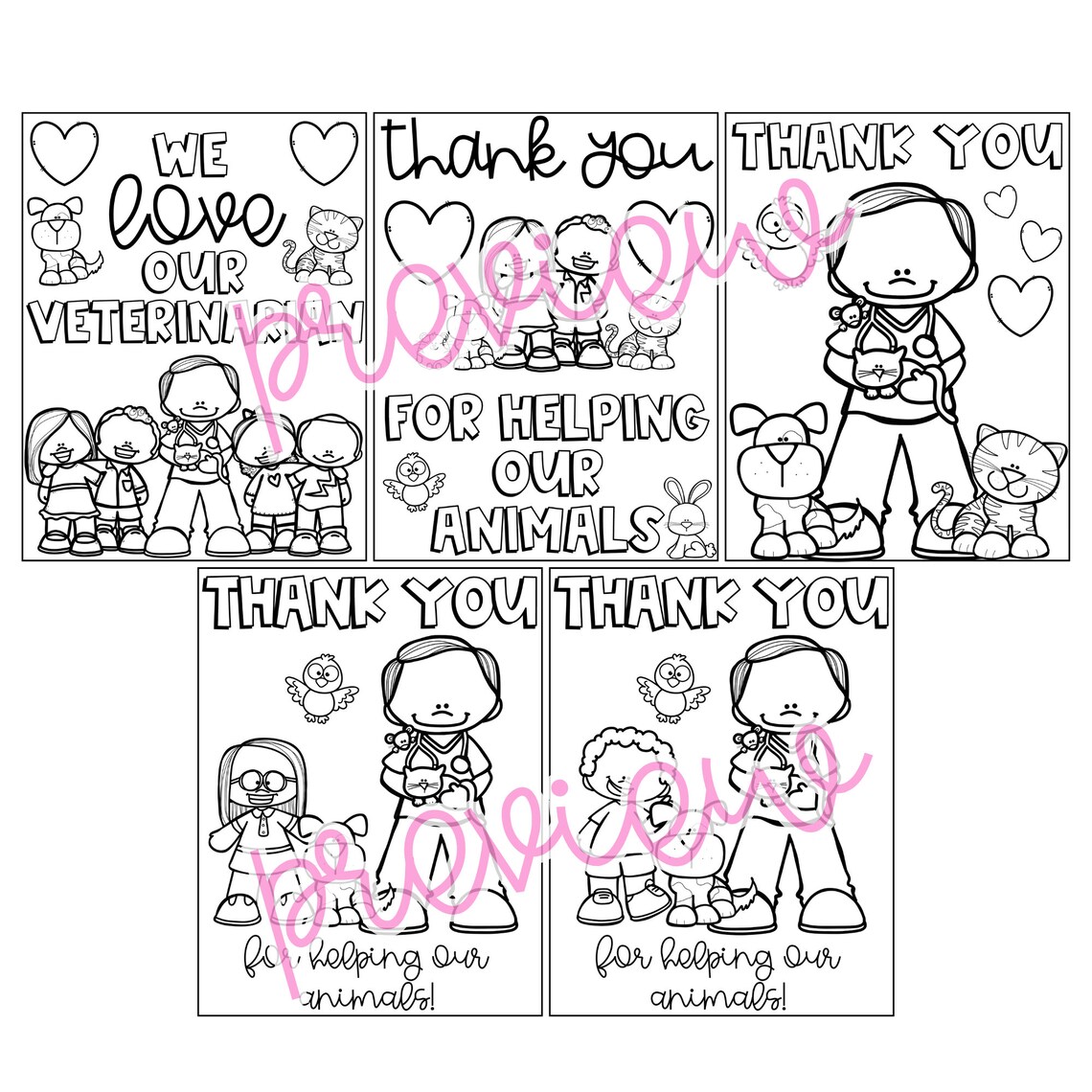 Vet Appreciation Coloring Pages & Cards-community Helpers Thank You ...