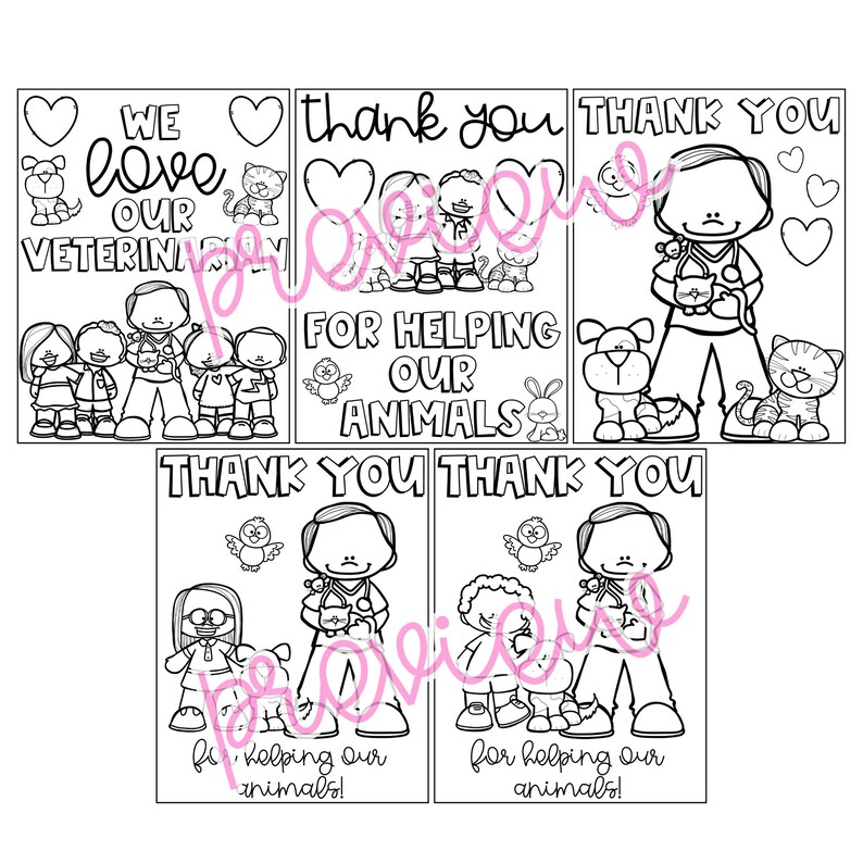 Vet Appreciation Coloring Pages & Cards-community Helpers Thank You ...