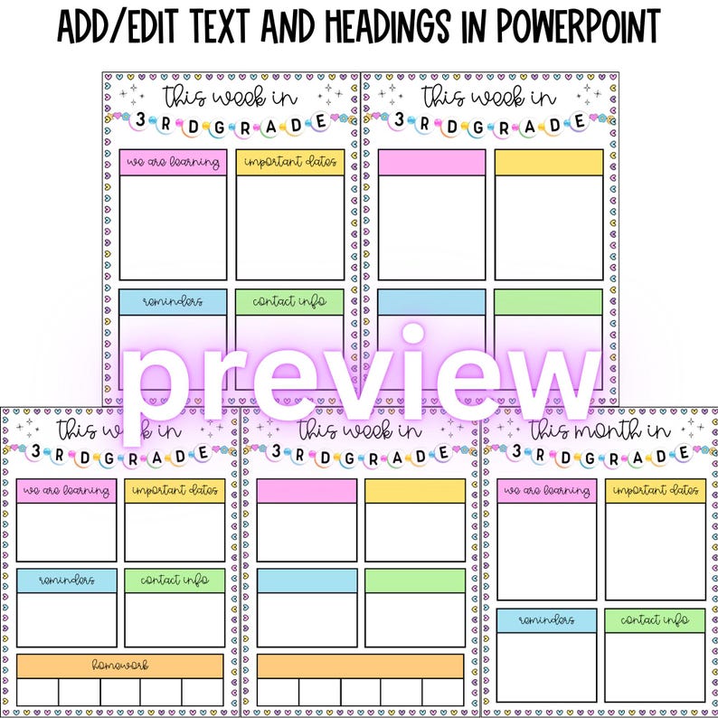 Editable 3rd Grade Newsletter Templates: Friendship Bracelet Theme - Etsy