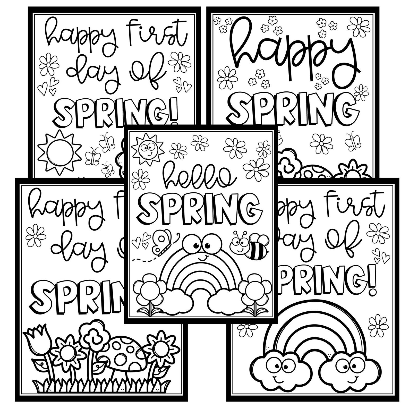 Spring is Here! First Day of Spring Coloring Pages! Activity for March ...