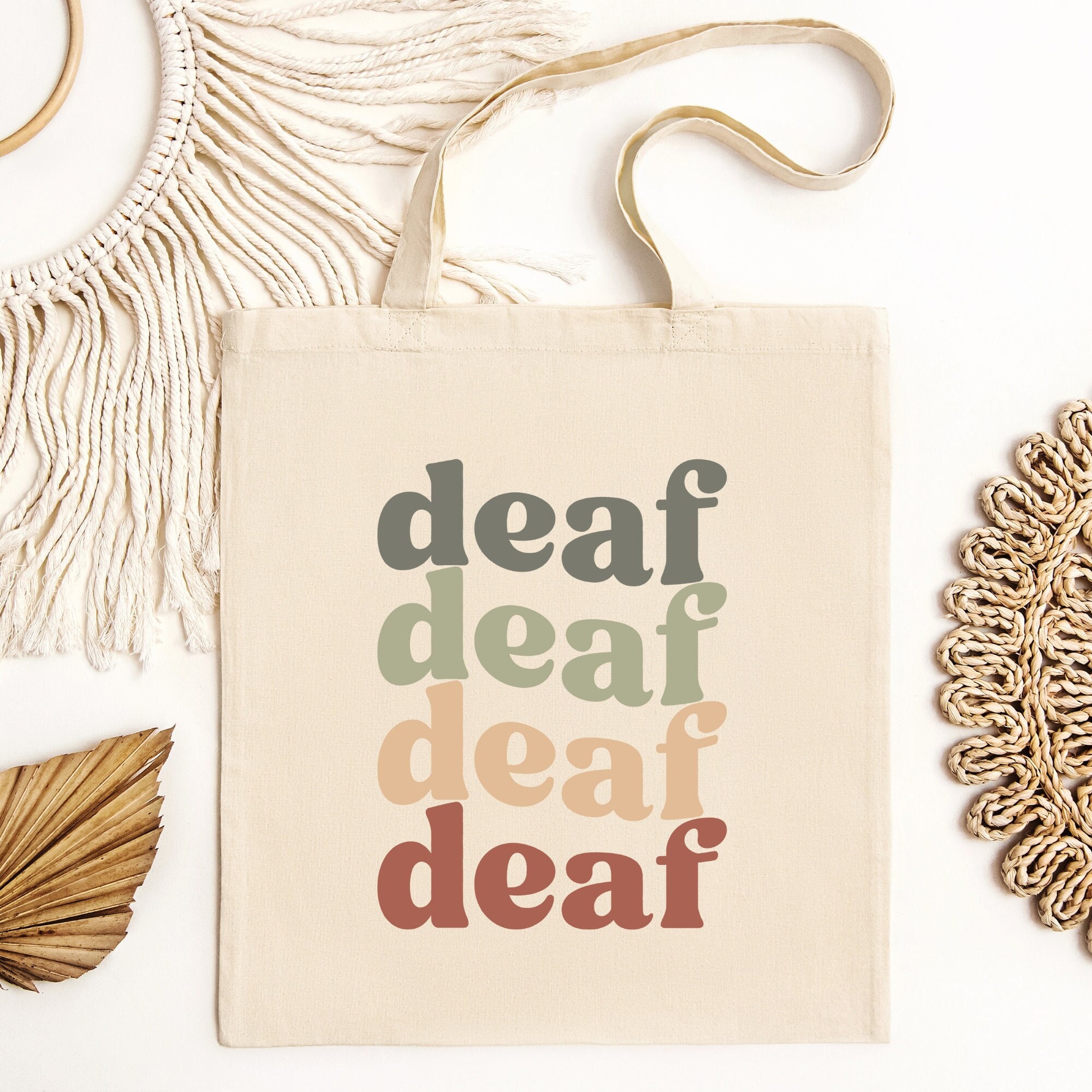 Canvas Tote Bag, Deaf, Hard of Hearing, Gift for Deaf Person, Hearing ...