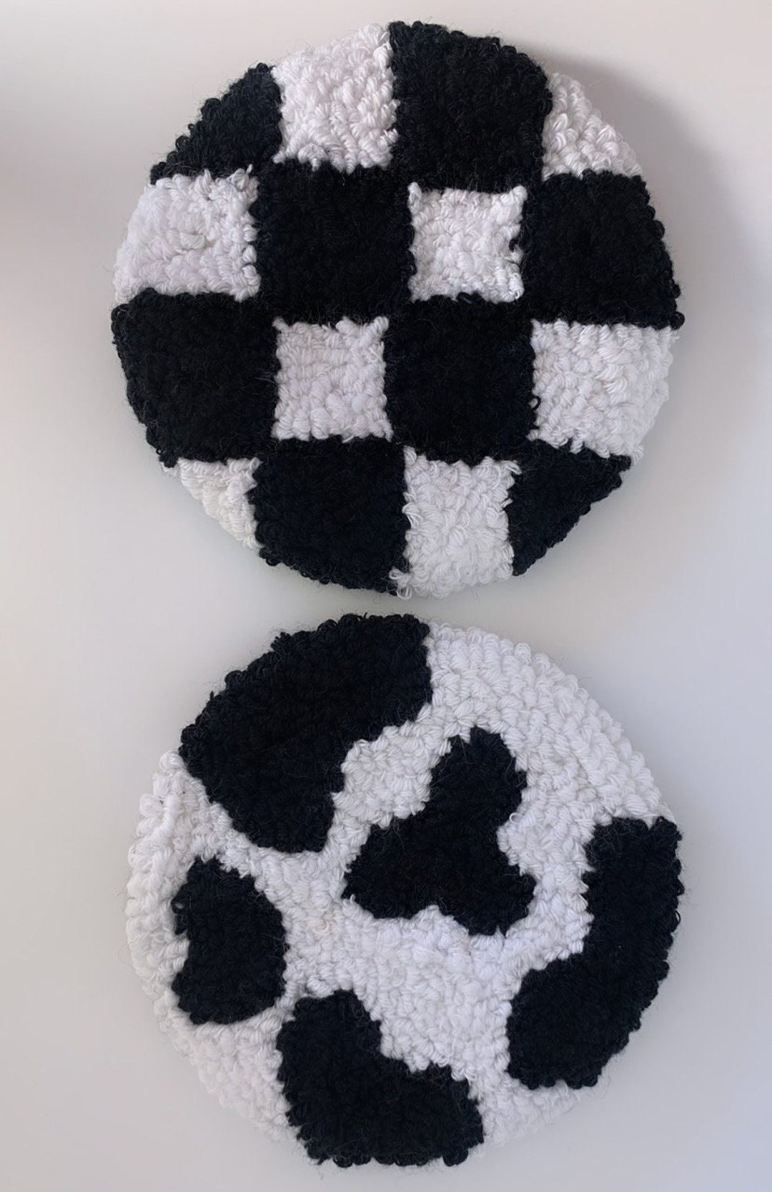 Black&white Checkers-cow Print Punch Needle Magnet set of 2 - Etsy
