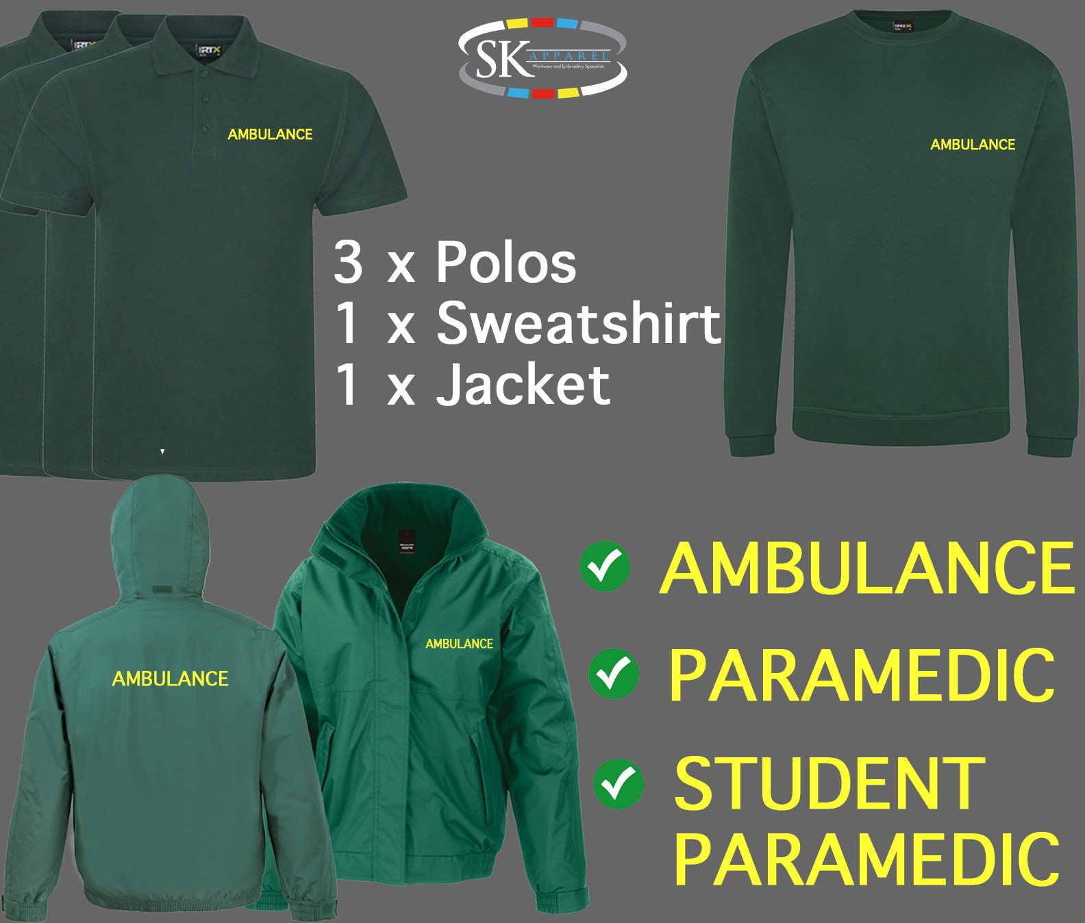 Ambulance Paramedic Waterproof Thermal Jacket PRINTED Embroidered ...