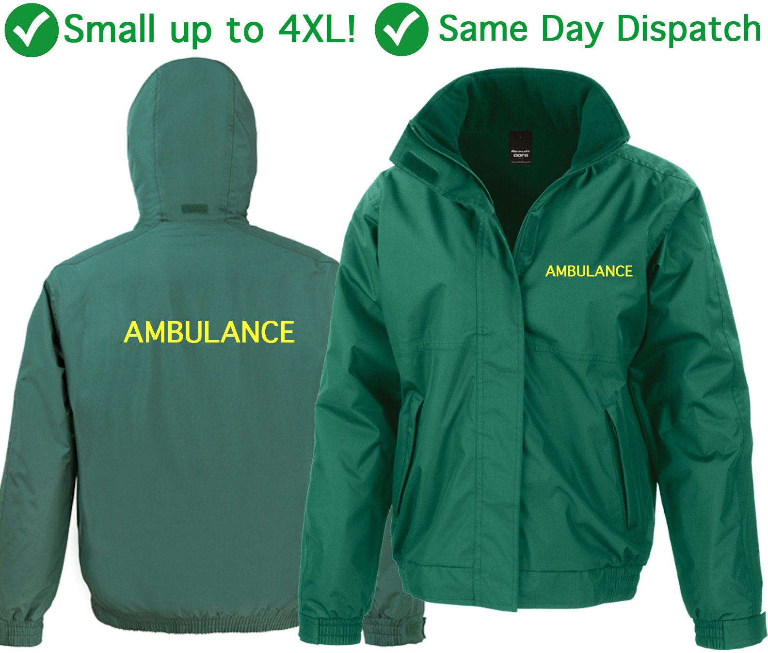 VINYL PRINTED Ambulance Paramedic Waterproof Thermal Jacket First Aid ...