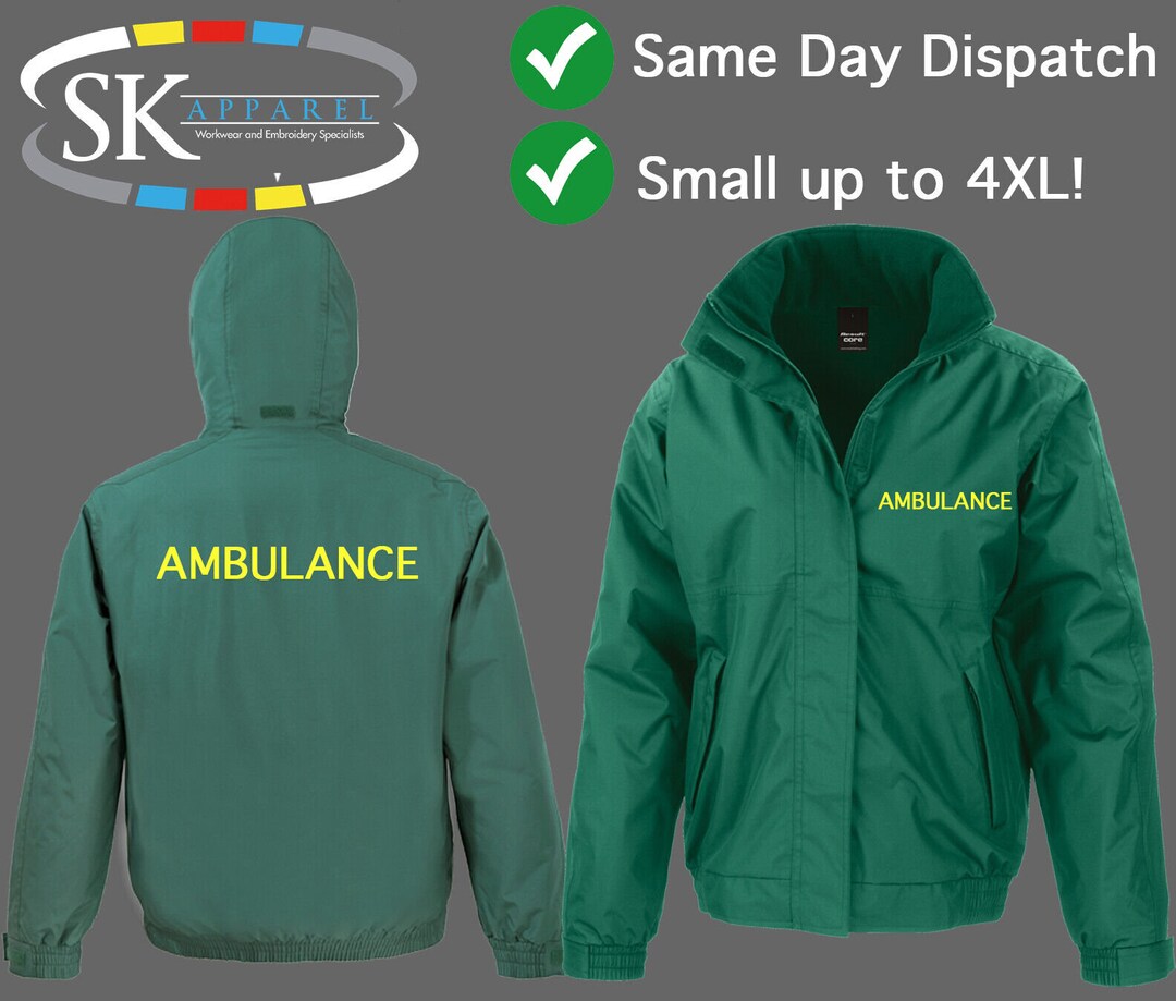 EMBROIDERED Ambulance Paramedic Waterproof Thermal Jacket First Aid ...