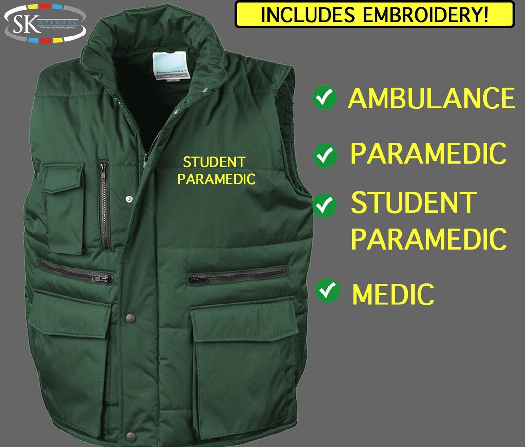 Embroidered Ambulance Paramedic Waterproof Thermal Gilet Bodywarmer ...