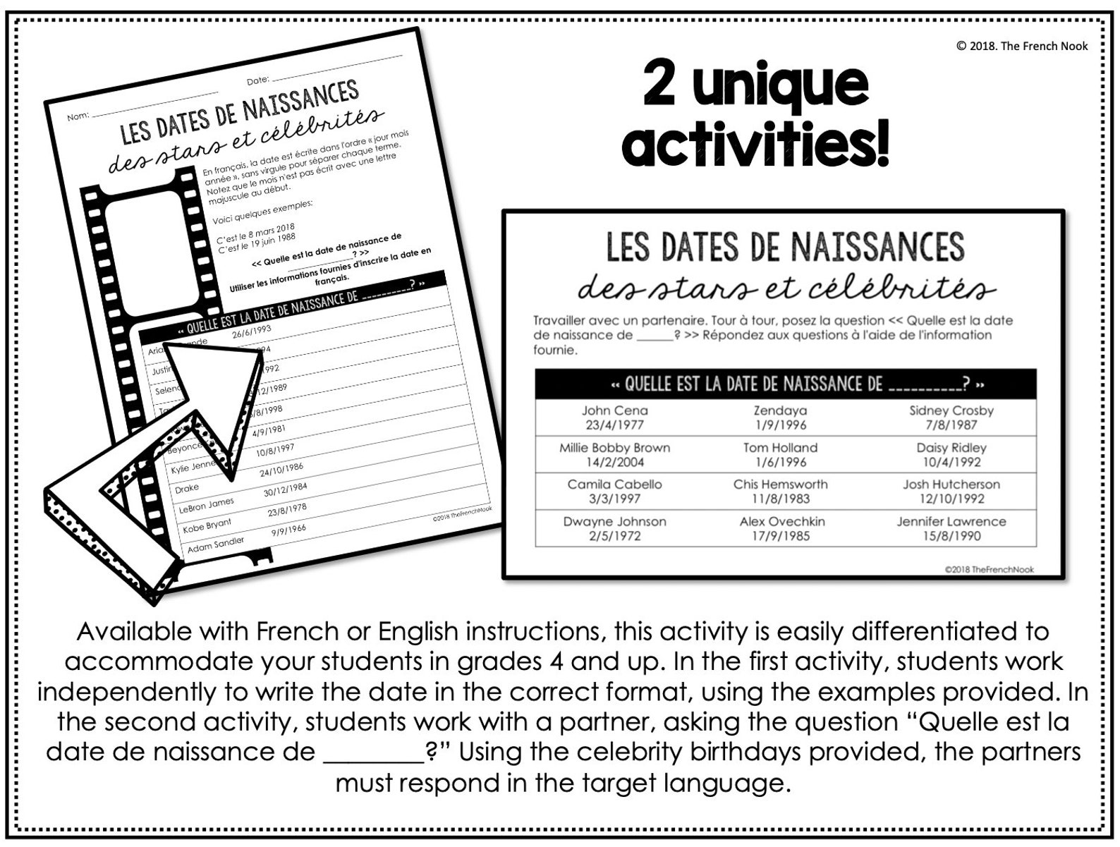 French Dates Practice / Les Dates De Naissances Des Stars Et Célébrités ...